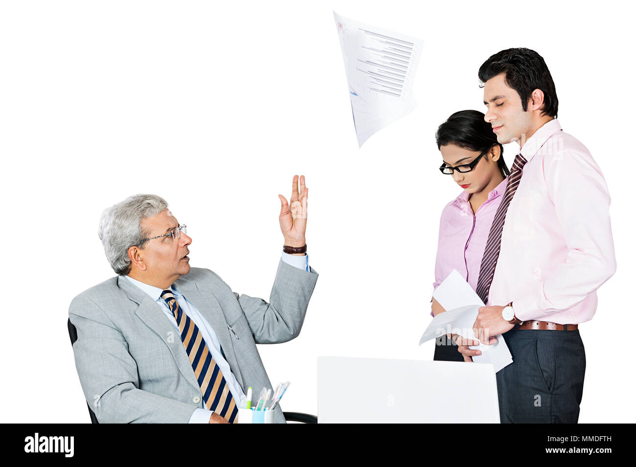 Indian angry businessman boss firing employees hi-res stock photography ...