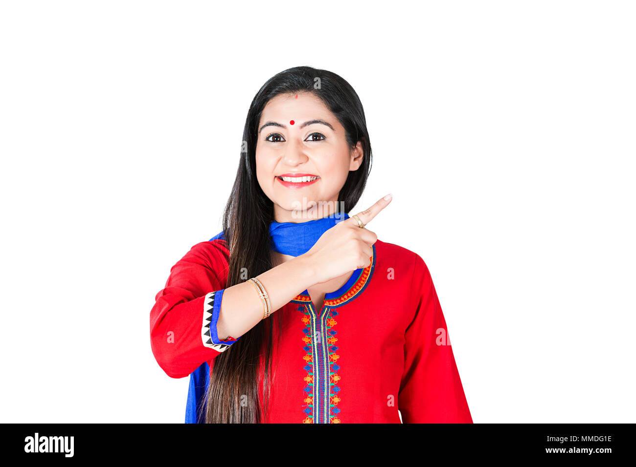 Indian female pointing finger hi-res stock photography and images - Alamy