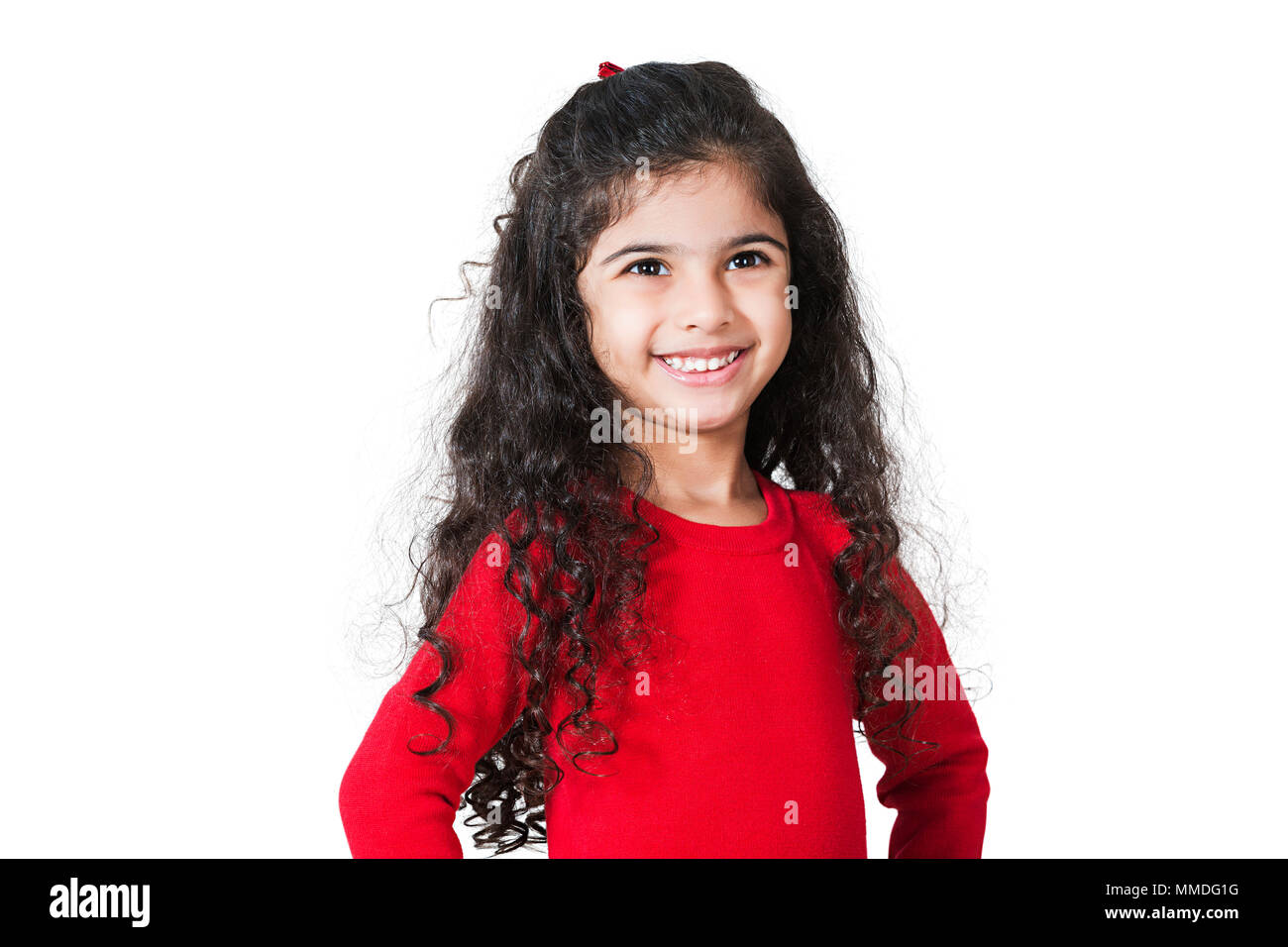 Happy One Beautiful Little Girl Standing In Studio Shot Stock Photo - Alamy