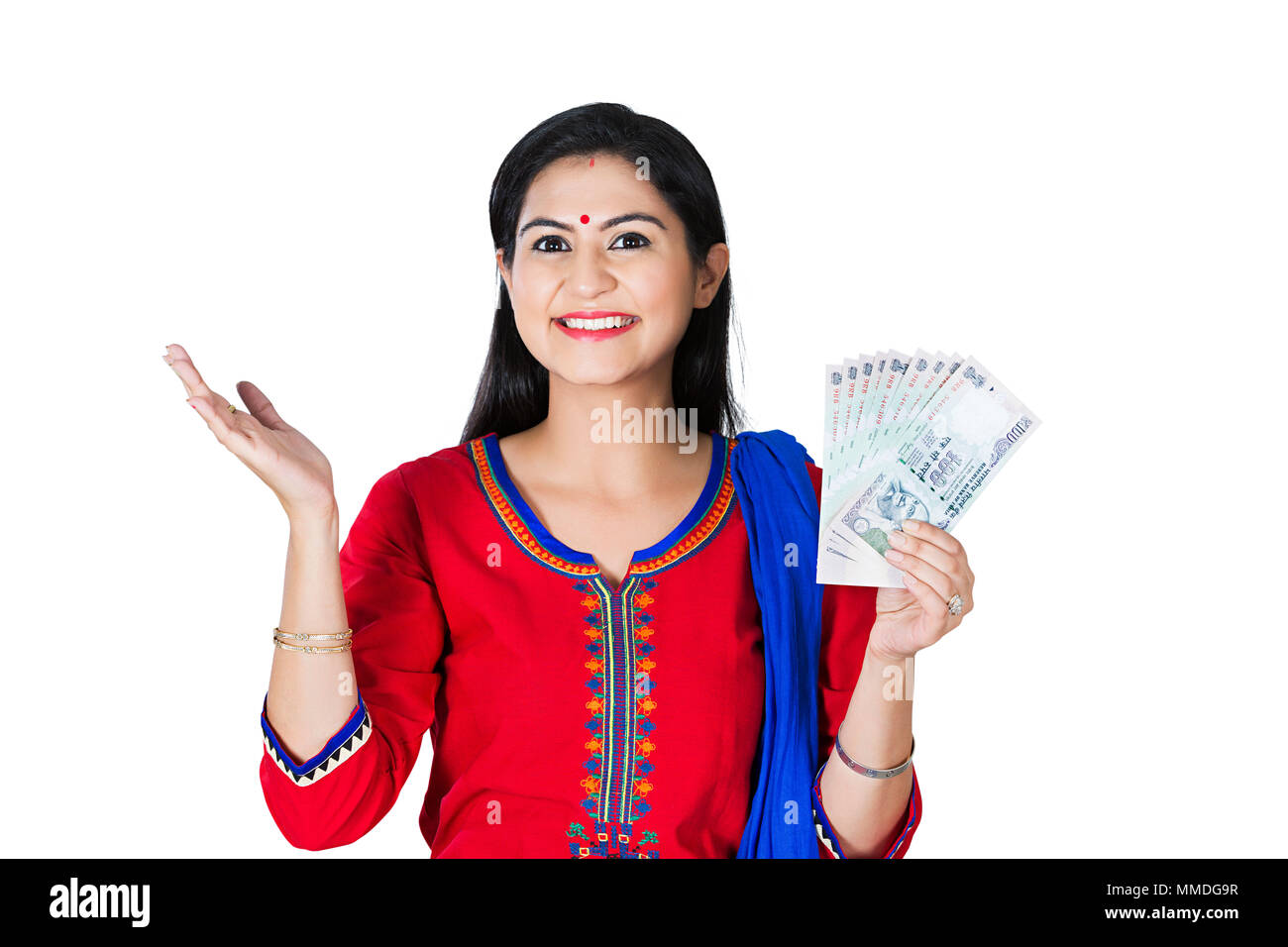 One Female Showing Indian Rupee Banknotes Hand Gesture Money-Concept ...