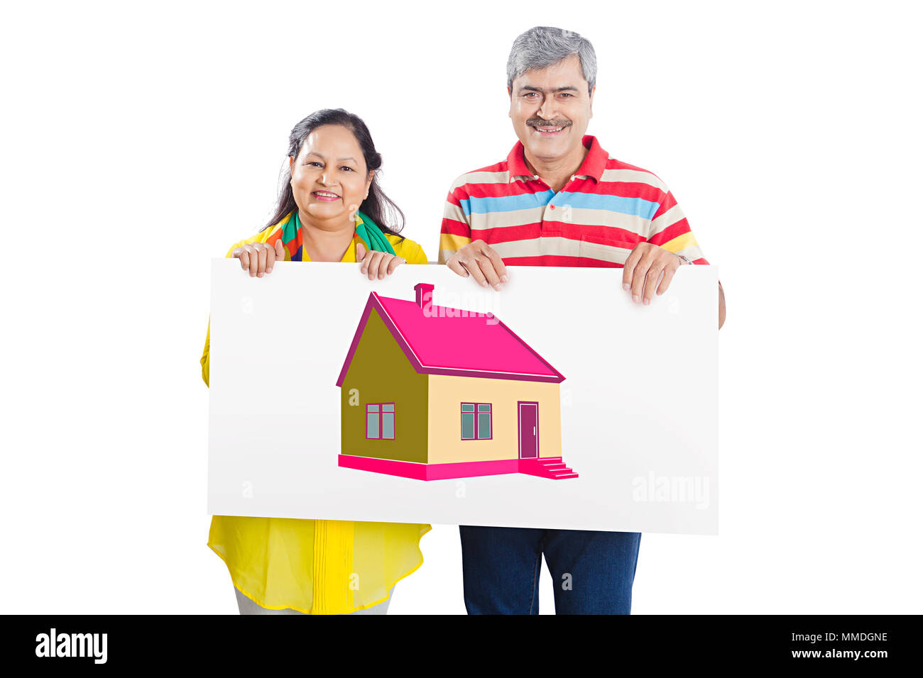 Indian couple showing new house hi-res stock photography and images - Alamy
