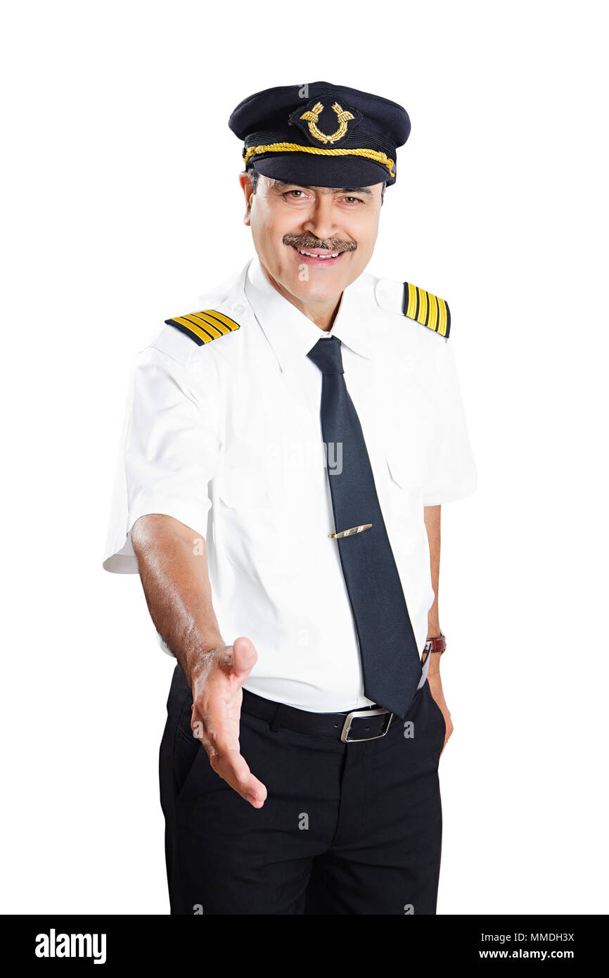 Happy One Old man Co-Pilot offering hand for Shaking Hands Stock Photo ...
