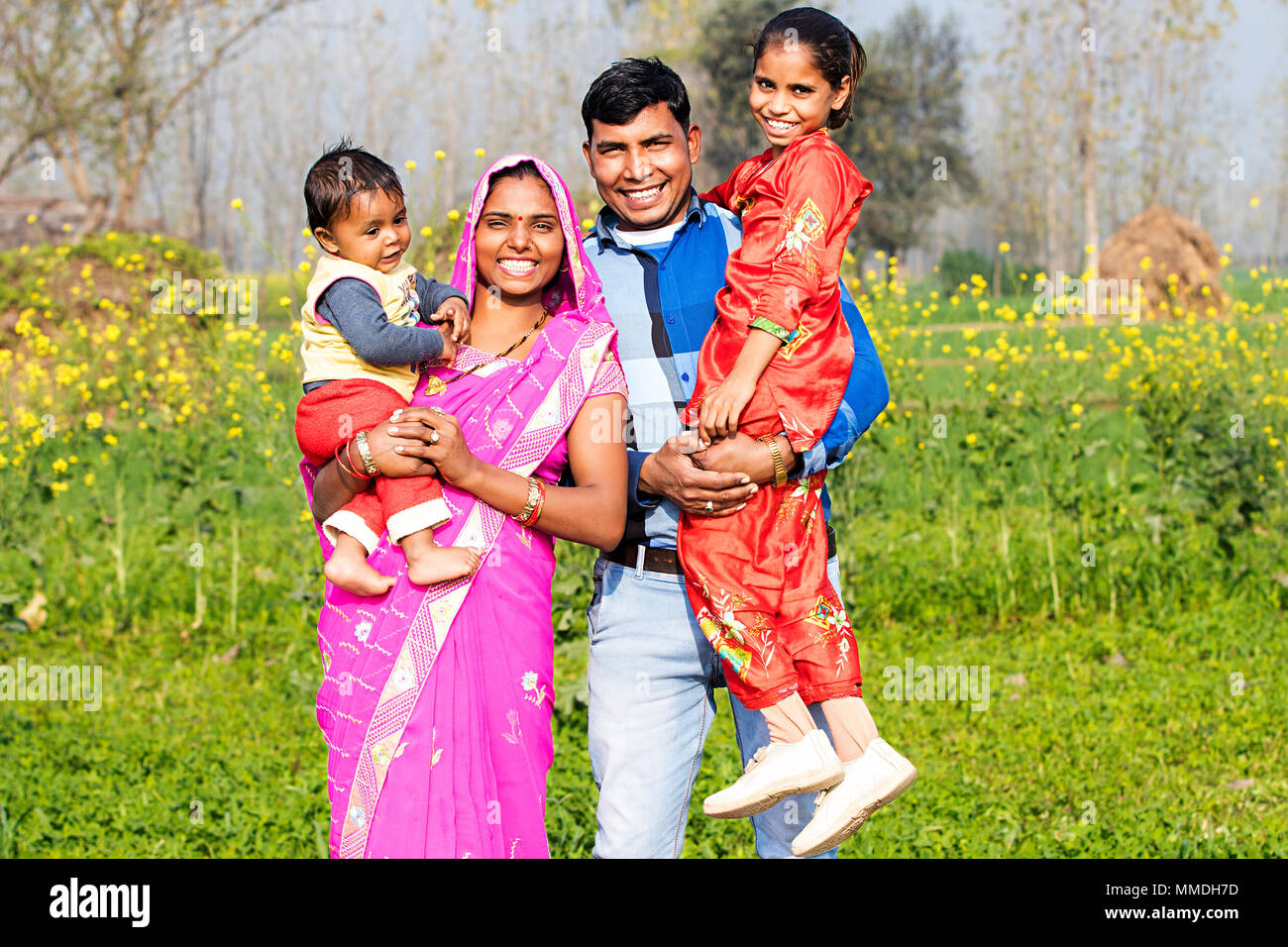 Happy Indian Rural Family