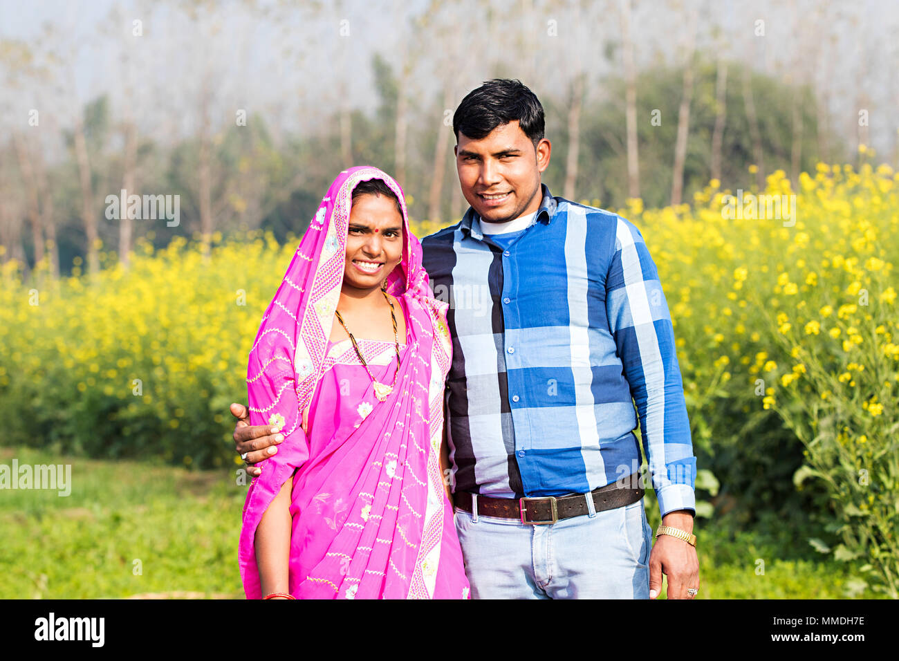 Rural Farmer Couple Standing Together In-Field Village Stock Photo - Alamy