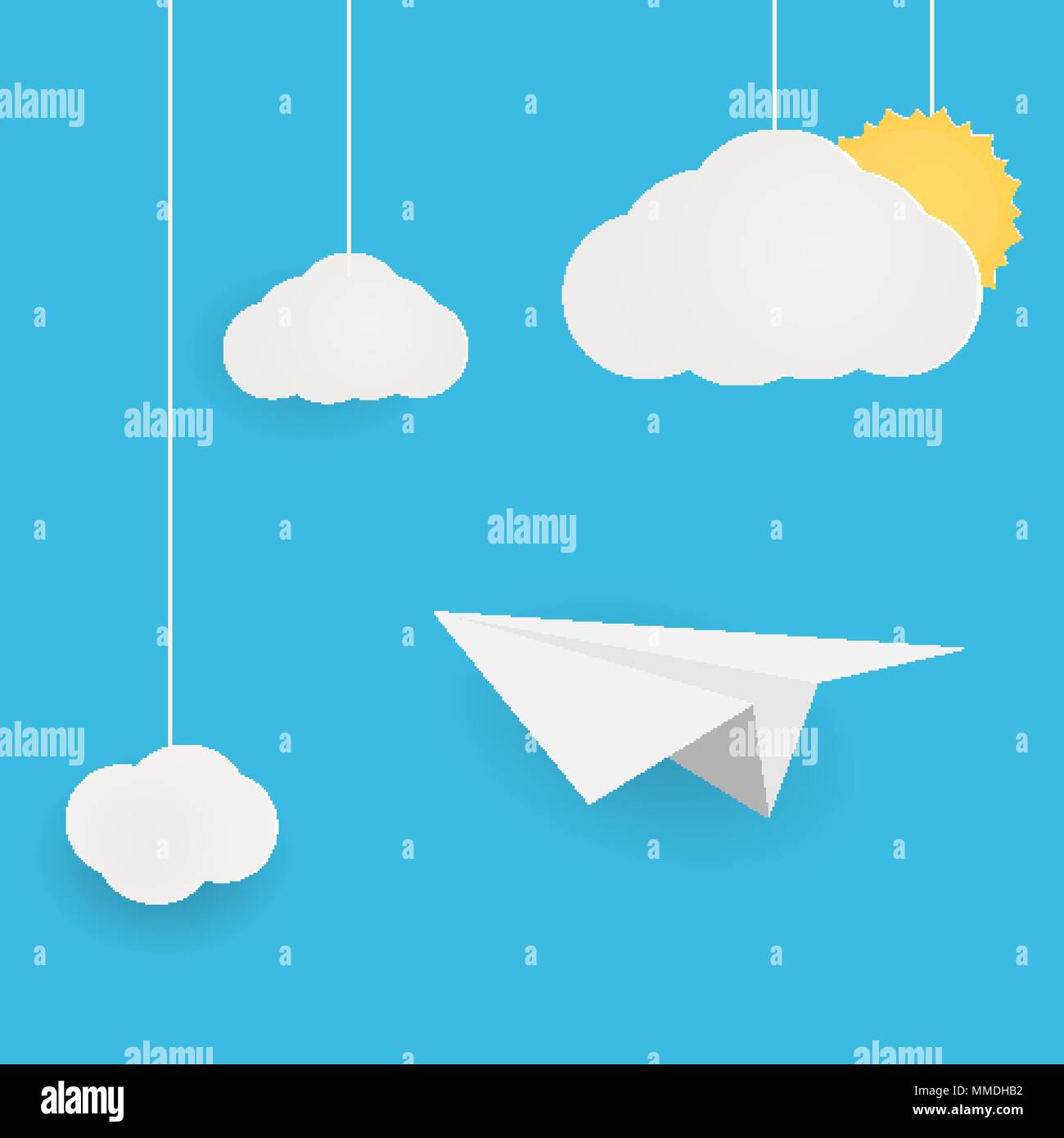 Flight concept. Business idea. Paper plane flying in the sky Stock ...