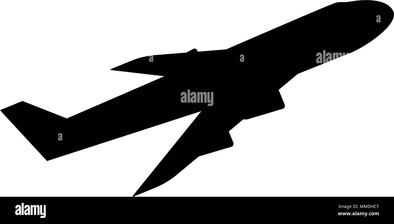 Flying airplane icon. Side view plane silhouette Stock Vector Image ...