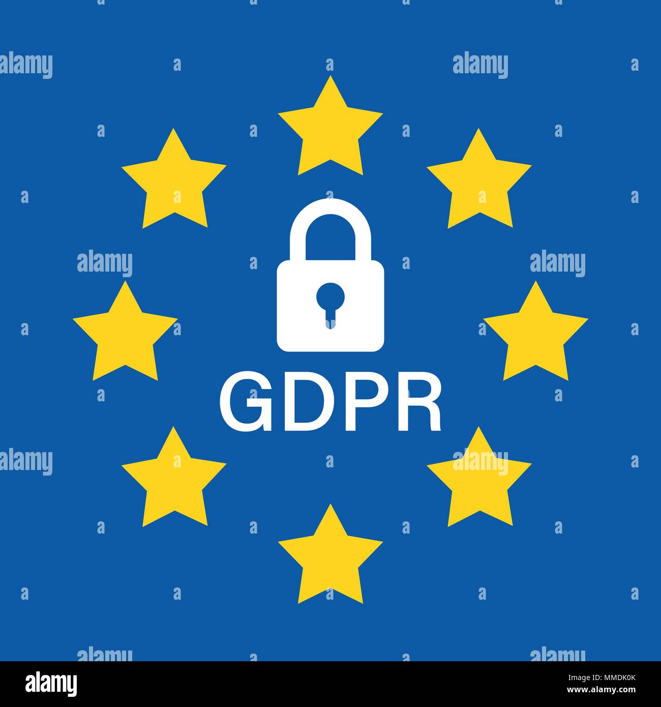 General data protection regulation padlock vector icon in flat style ...