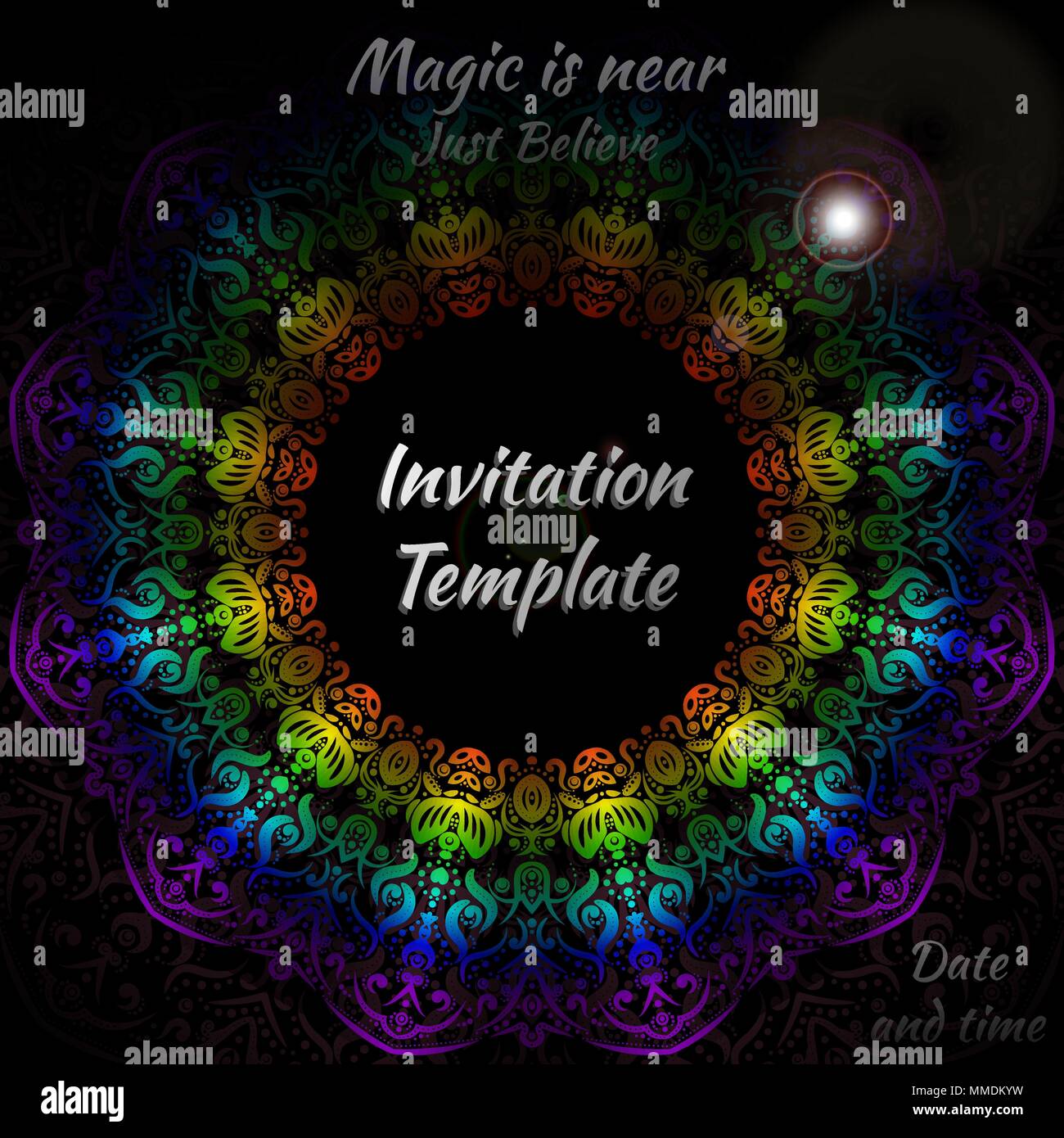 Invitation template with pattern in rainbow color Stock Vector Image ...