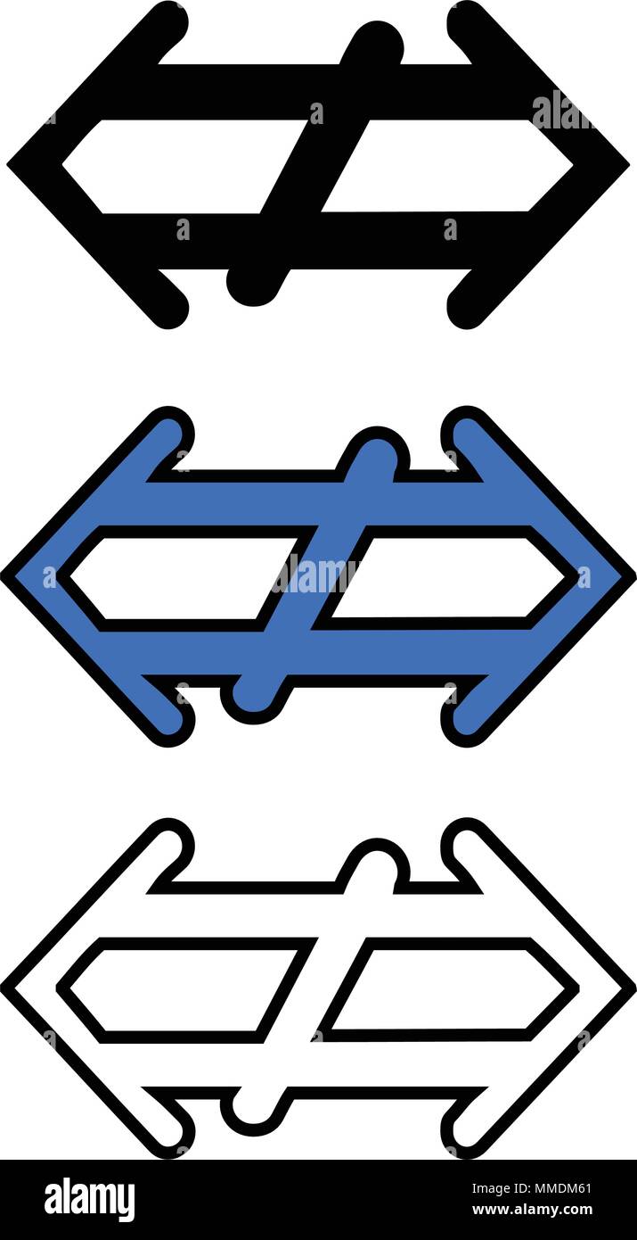 Left and right double arrow, isolated on white background. Crossed out ...