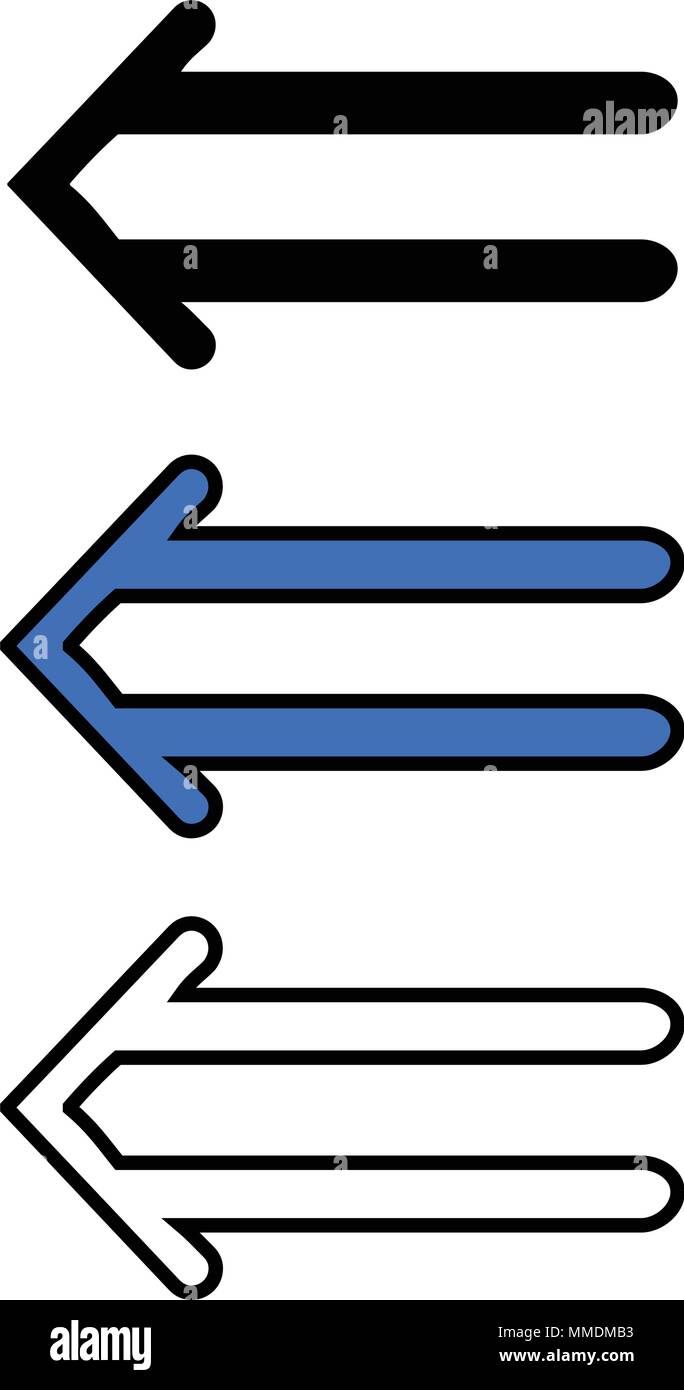 Left double arrow, isolated on white background Stock Vector Image ...