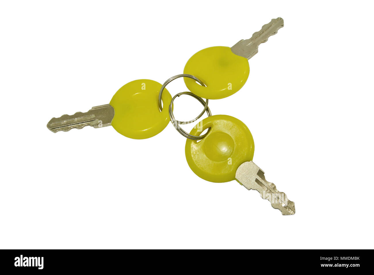 A bunch of three small keys isolated on a white background Stock Photo ...