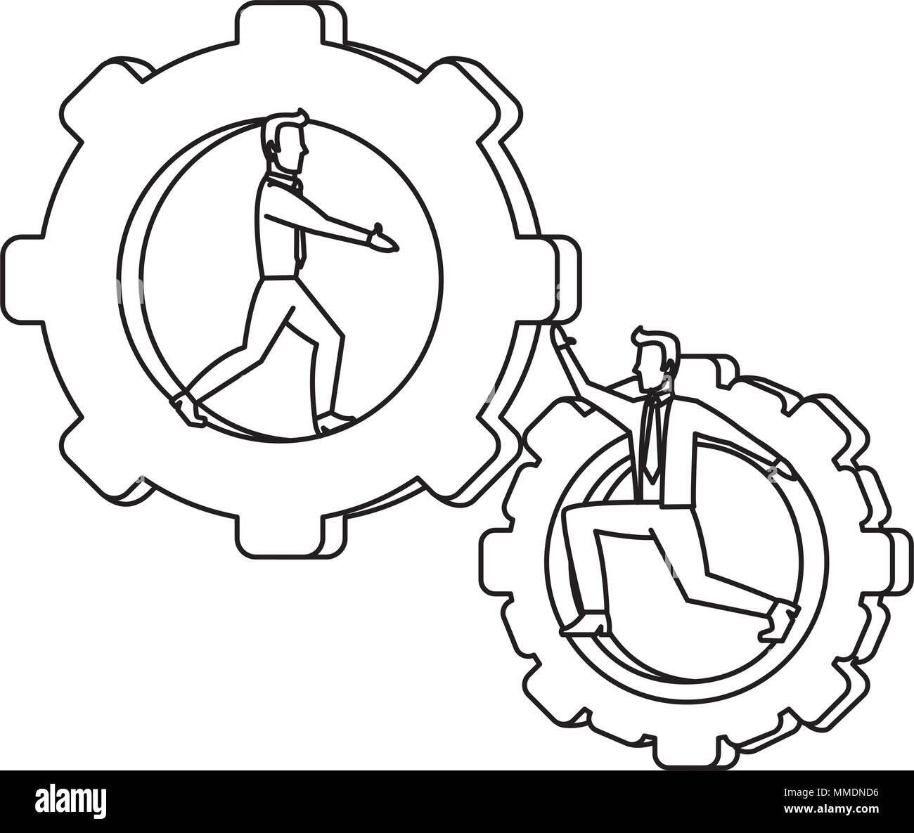 line professional businessmen inside industry gear process Stock Vector ...
