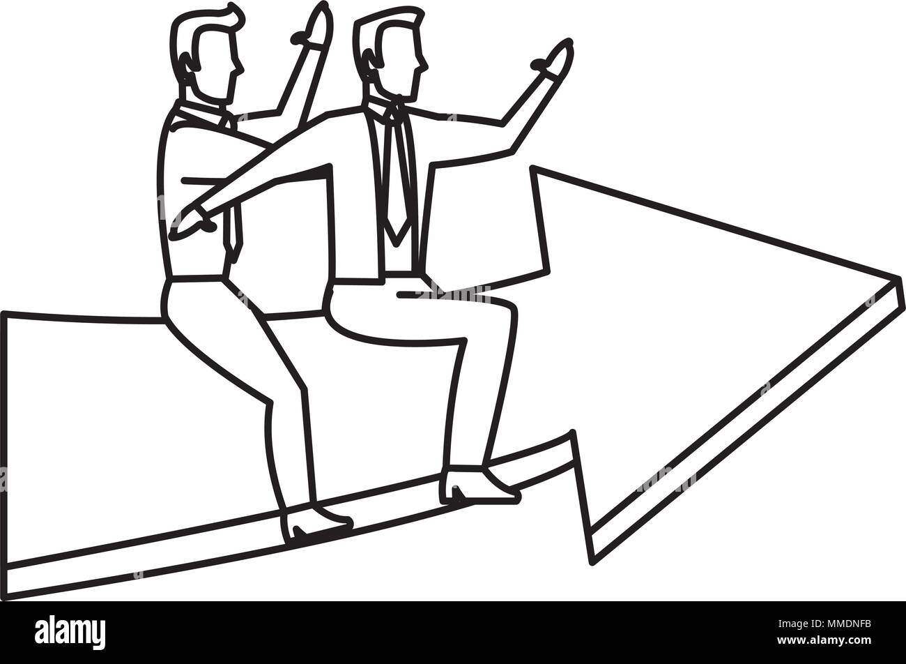 line businessmen in the pictogram diagram arrow success Stock Vector ...