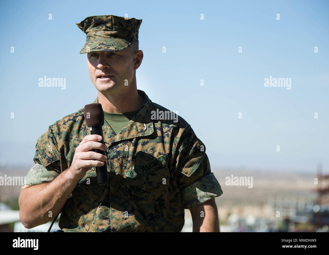 U.S. Marine Corps Col. Kyle B. Ellison speaks during a change of ...