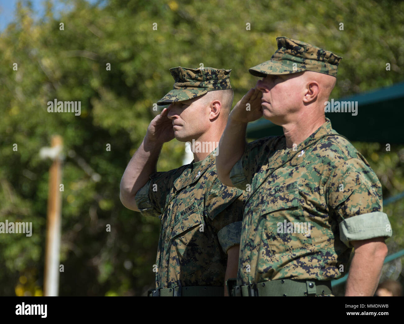 U.S. Marines Col. Kyle B. Ellison, left, and Col. William H. Vivian ...