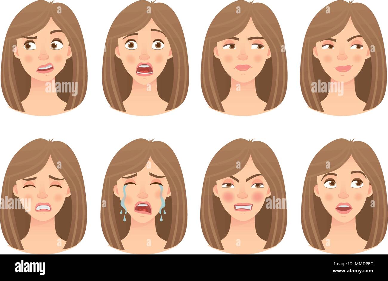 emotions of womans face set Stock Vector Image & Art - Alamy