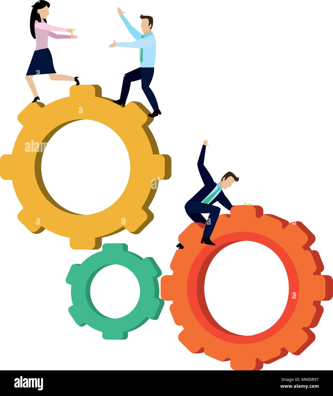 elegant businessmen professional with gear process Stock Vector Image ...