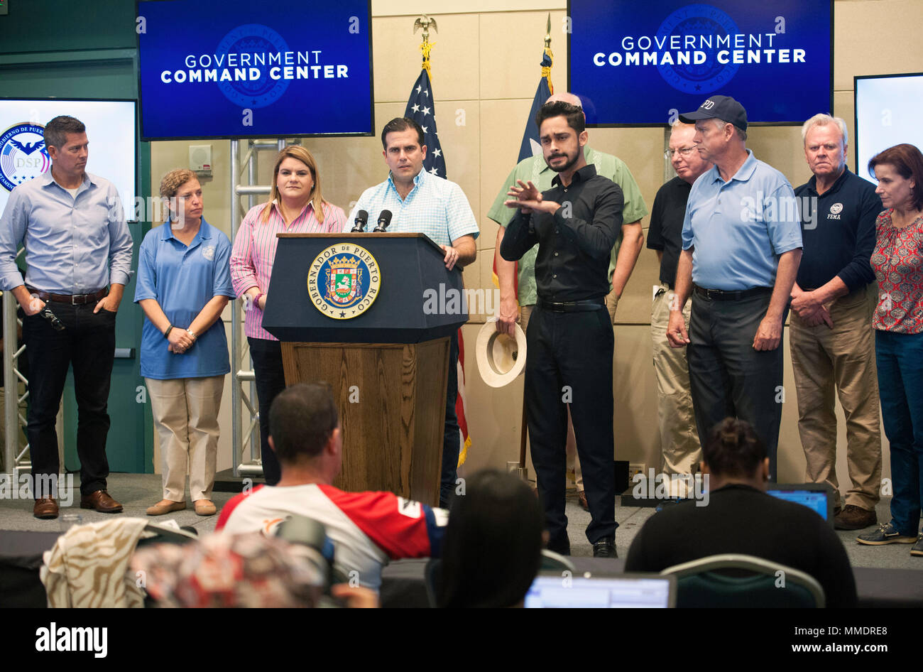 Governor Ricard Rossello accompanied by Claire Grady, Department of ...
