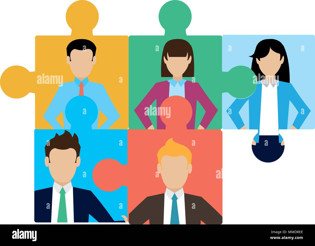puzzle pieces with professional businesspeople strategy Stock Vector ...