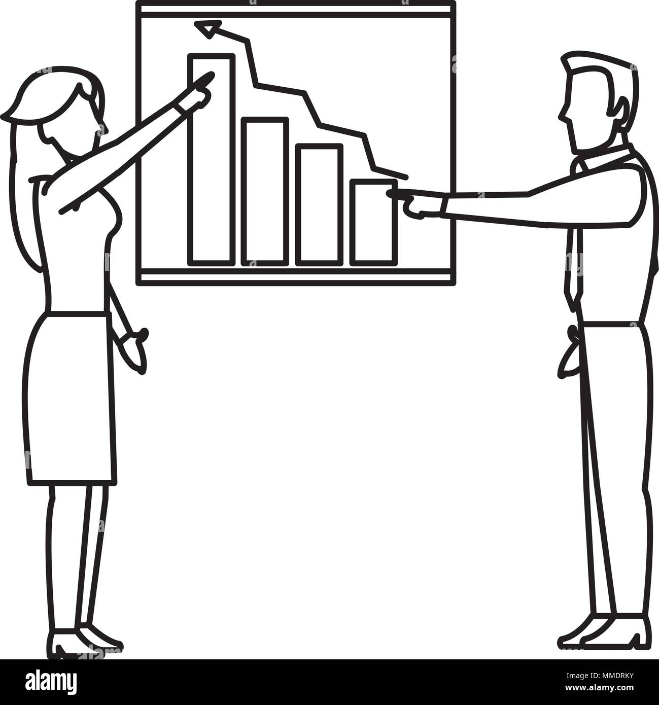 line businesspeople teamwork with statistics diagram strategy Stock ...