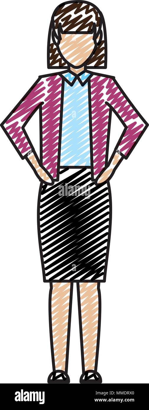 doodle elegant businesswoman professional manager occupacion Stock ...