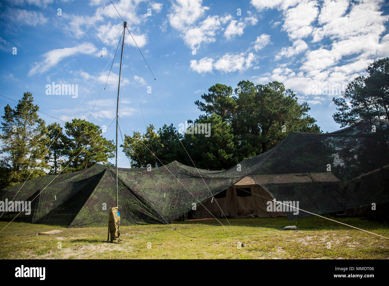 U.S. Marines with Marine Support Squadron 1 set up a direct air support ...