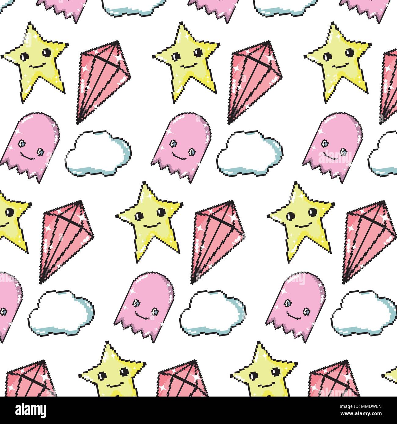 virtual characters with cloud and diamond background Stock Vector Image ...