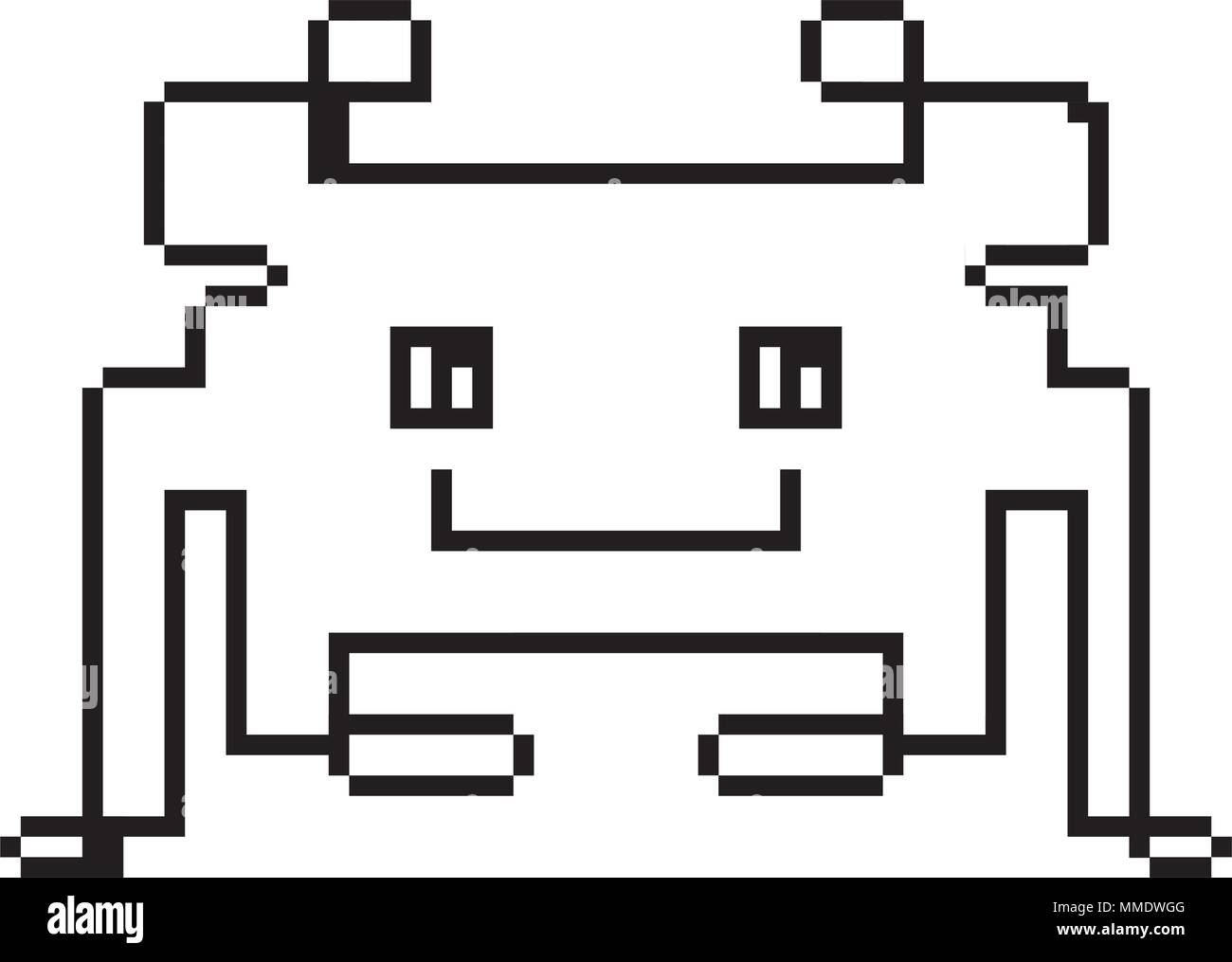 line pixel videogame digital character icon Stock Vector Image & Art ...