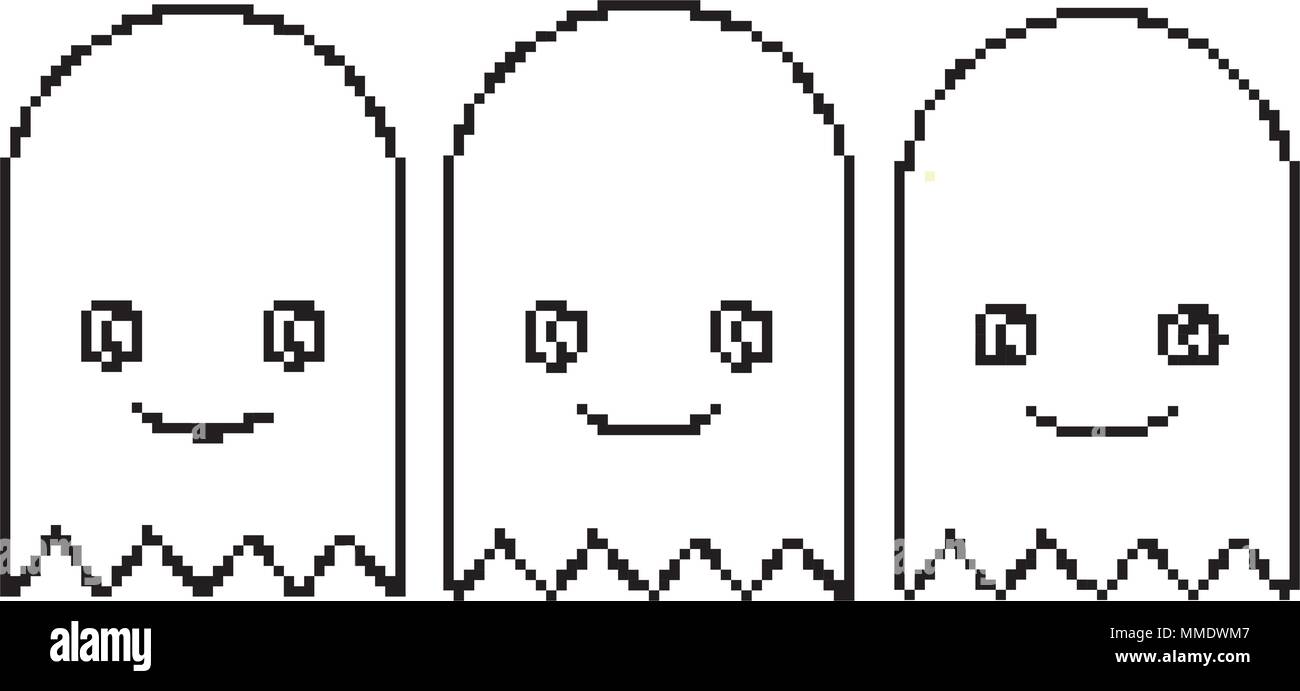 line pixel videogame digital characters device Stock Vector Image & Art ...