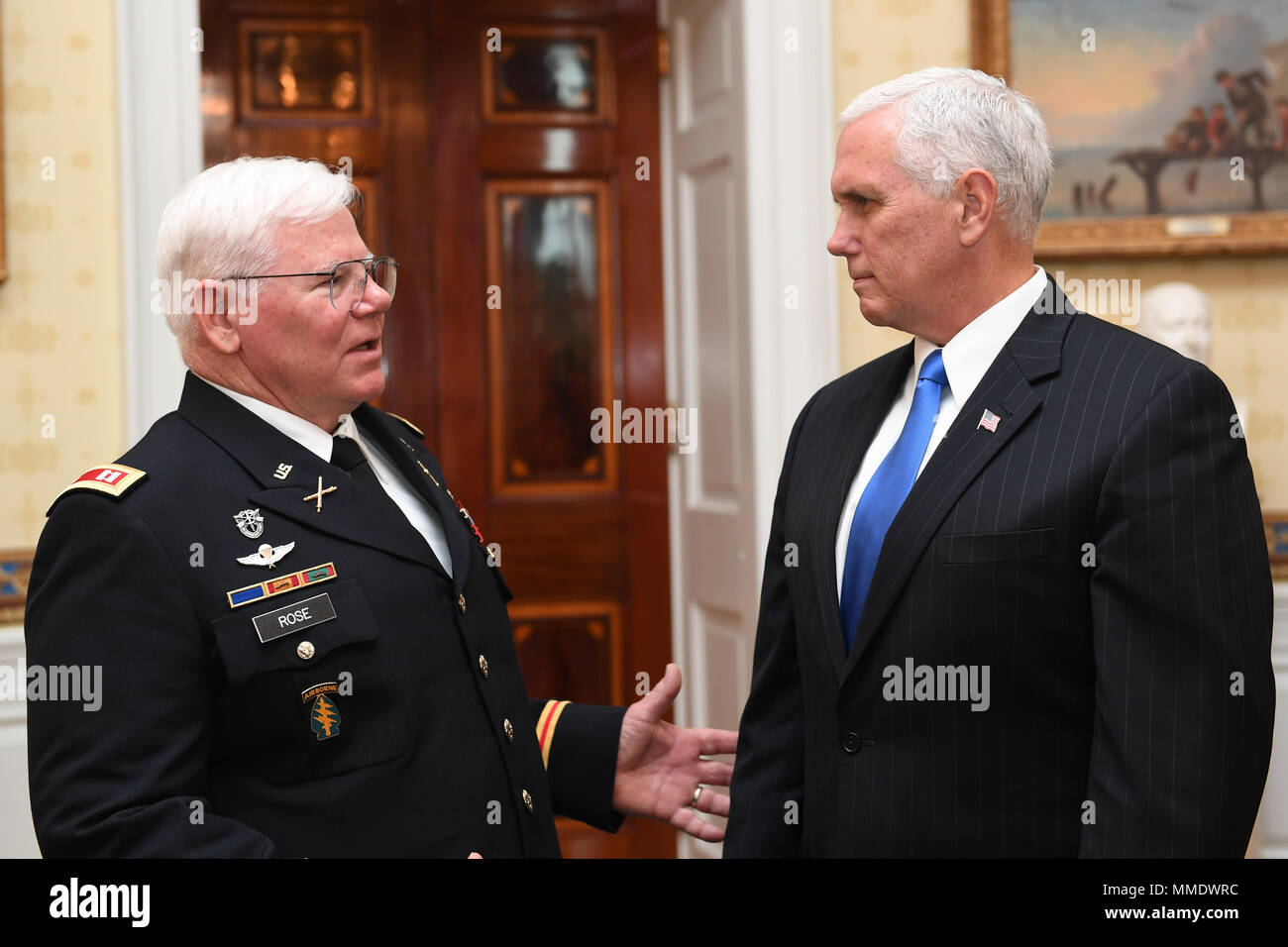 Vice President Mike R. Pence speaks to Retired U.S. Army Capt. Gary M ...