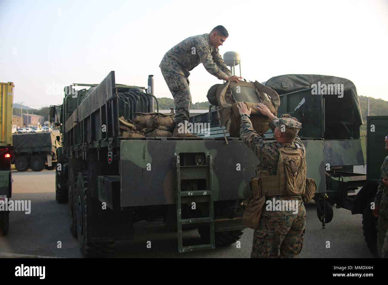 Marines with Marine Air Support Squadron 2, Marine Air Control Group 18 ...