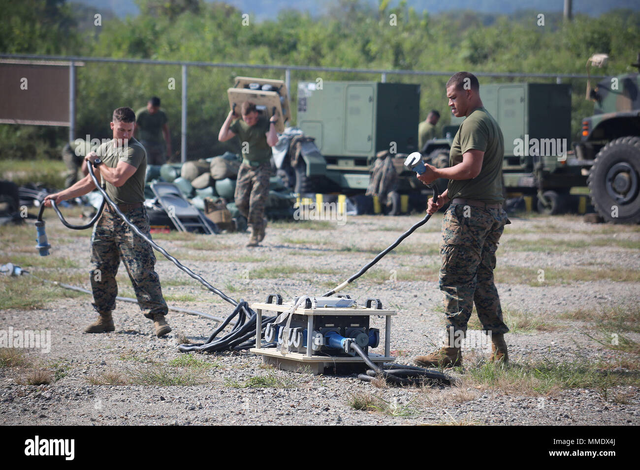 Marines with Marine Air Support Squadron 2, Marine Air Control Group 18 ...