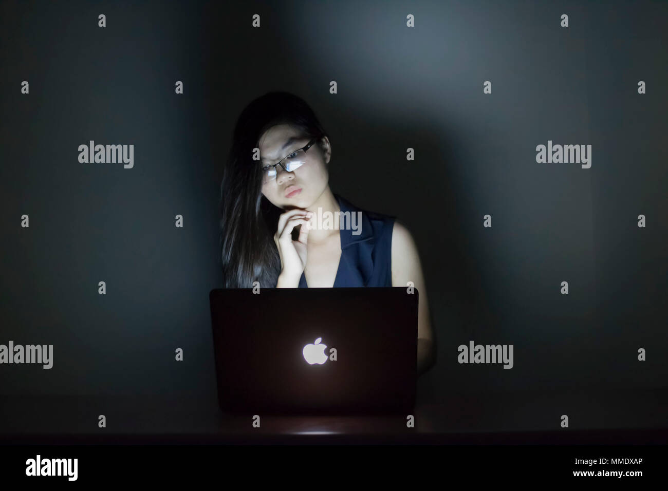 Self-Portrait with Macbook Air Stock Photo - Alamy
