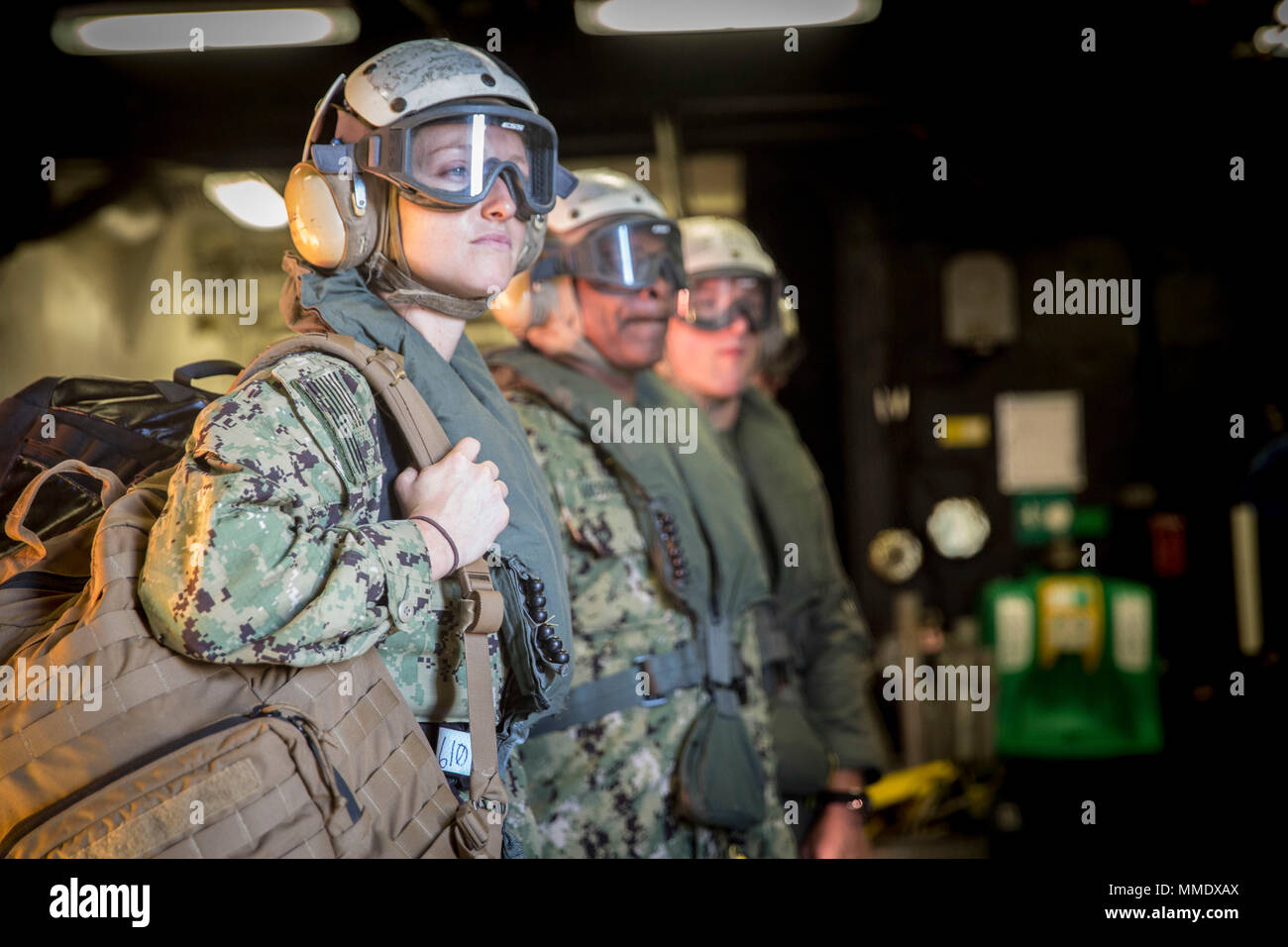 U.S. Navy Sailors with Expeditionary Strike Group 3 prepare to board an ...