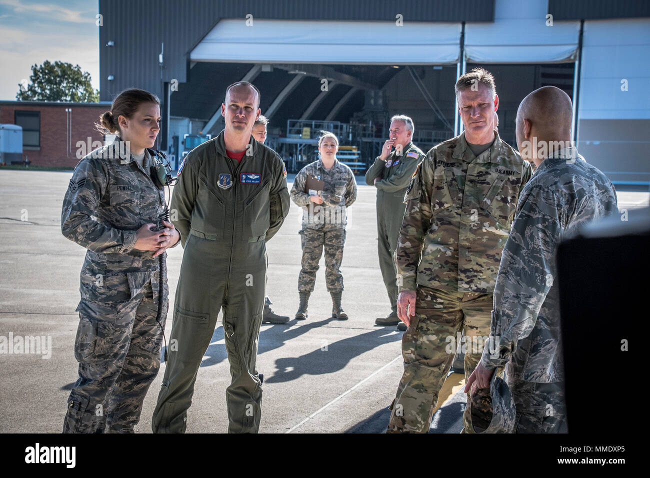 Col. Ken Kmetz, maintenenacne group commander briefs Brg. Gen. Steve ...