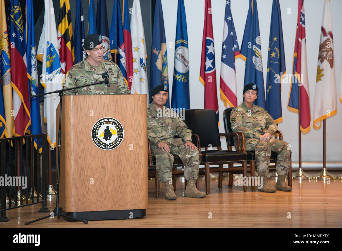 COL Kevin Bass addresses the audience during the USA MEDDAC Change of ...