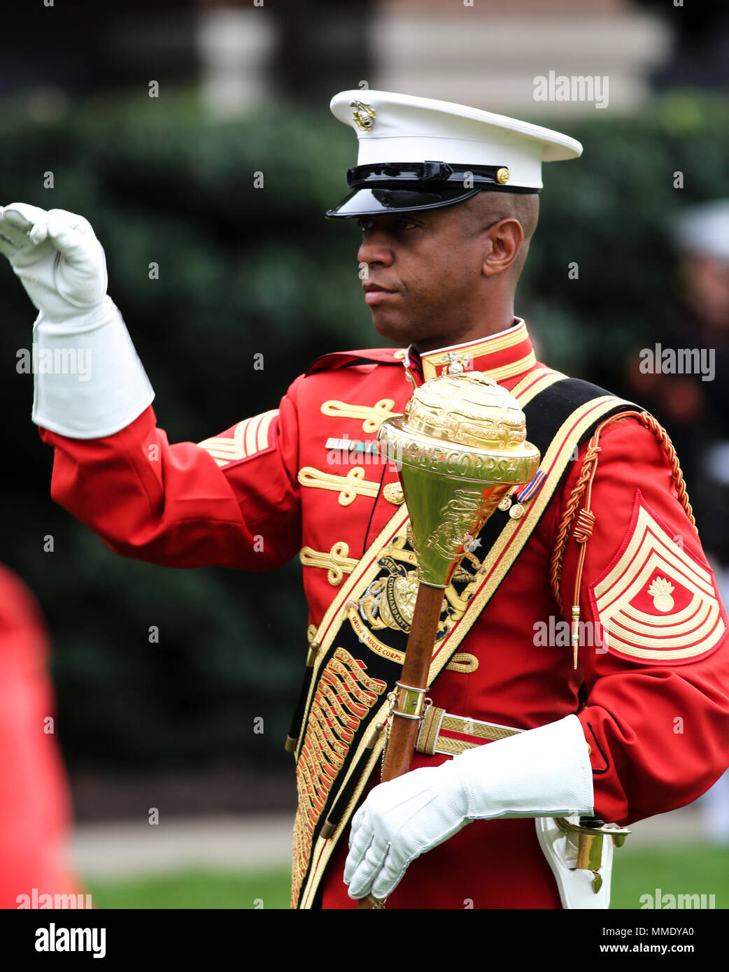 Master Gunnery Sgt. Kevin Buckles, drum major, “The Commandant’s Own” U ...