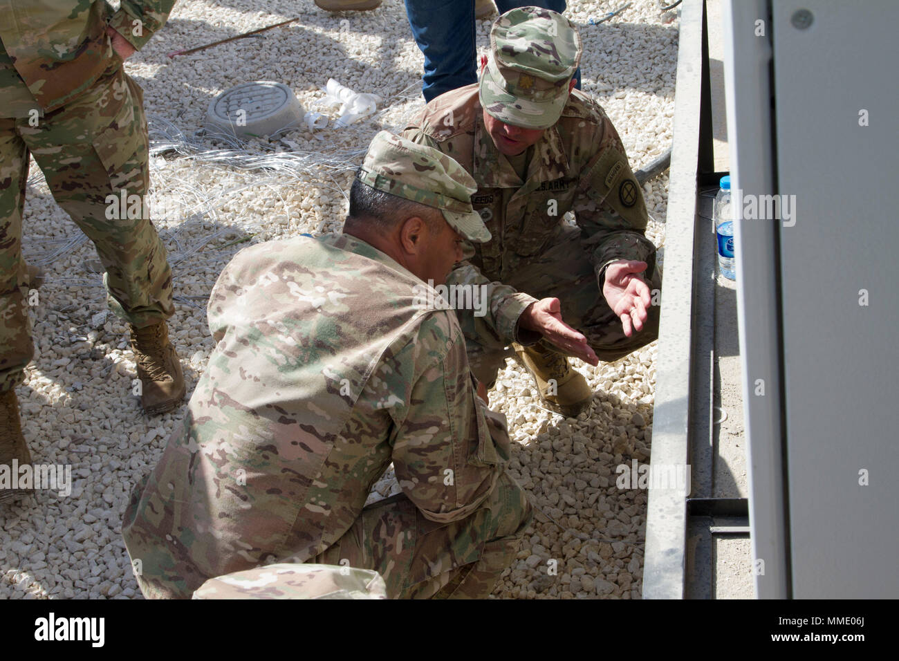 Maj. Todd Leeds, 35th Infantry Division engineer, shows some of the new ...