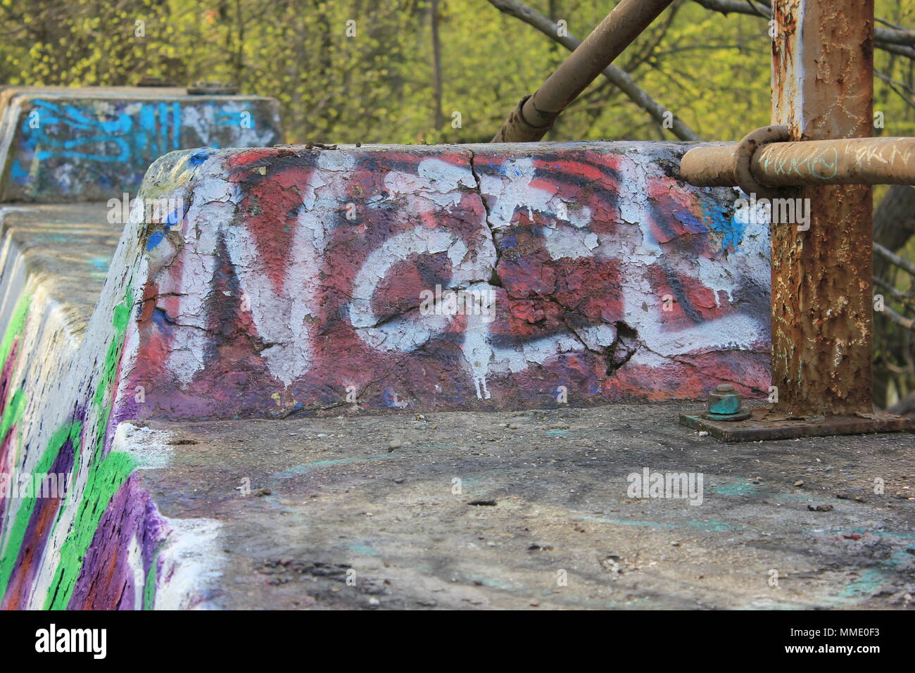 Graffiti spray-painted on The Graffiti Bridge at La Bragh woods in an ...