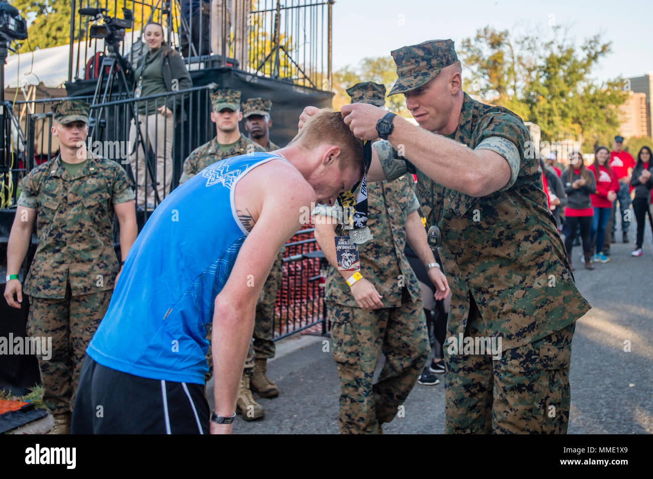 Erik McMillan, Academe, Co., left, third finisher of the Marine Corps ...