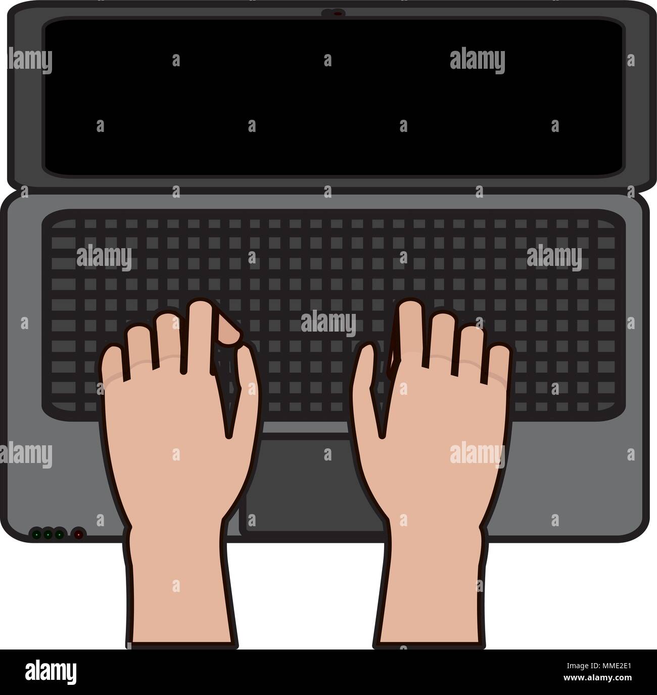color hands with electronic screen laptop technology Stock Vector Image ...