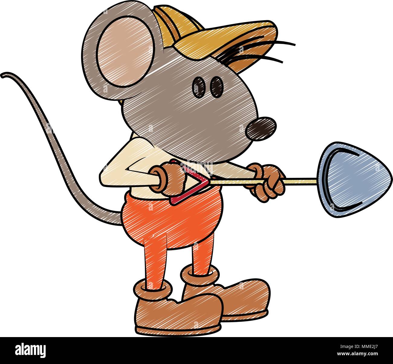Worker mouse with shovel scribble Stock Vector Image & Art - Alamy
