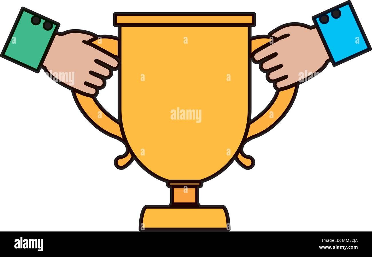 color businessmen hands with competition cup prize Stock Vector Image ...