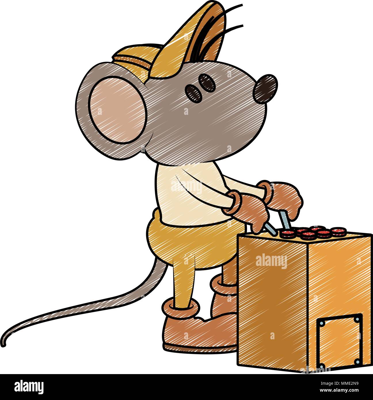 Worker mouse with crane controls scribble Stock Vector Image & Art - Alamy