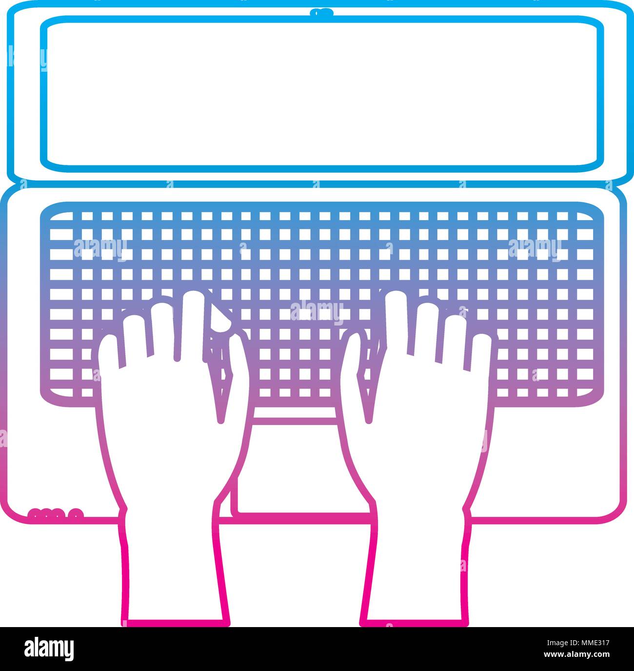 degraded line hands with electronic screen laptop technology Stock ...