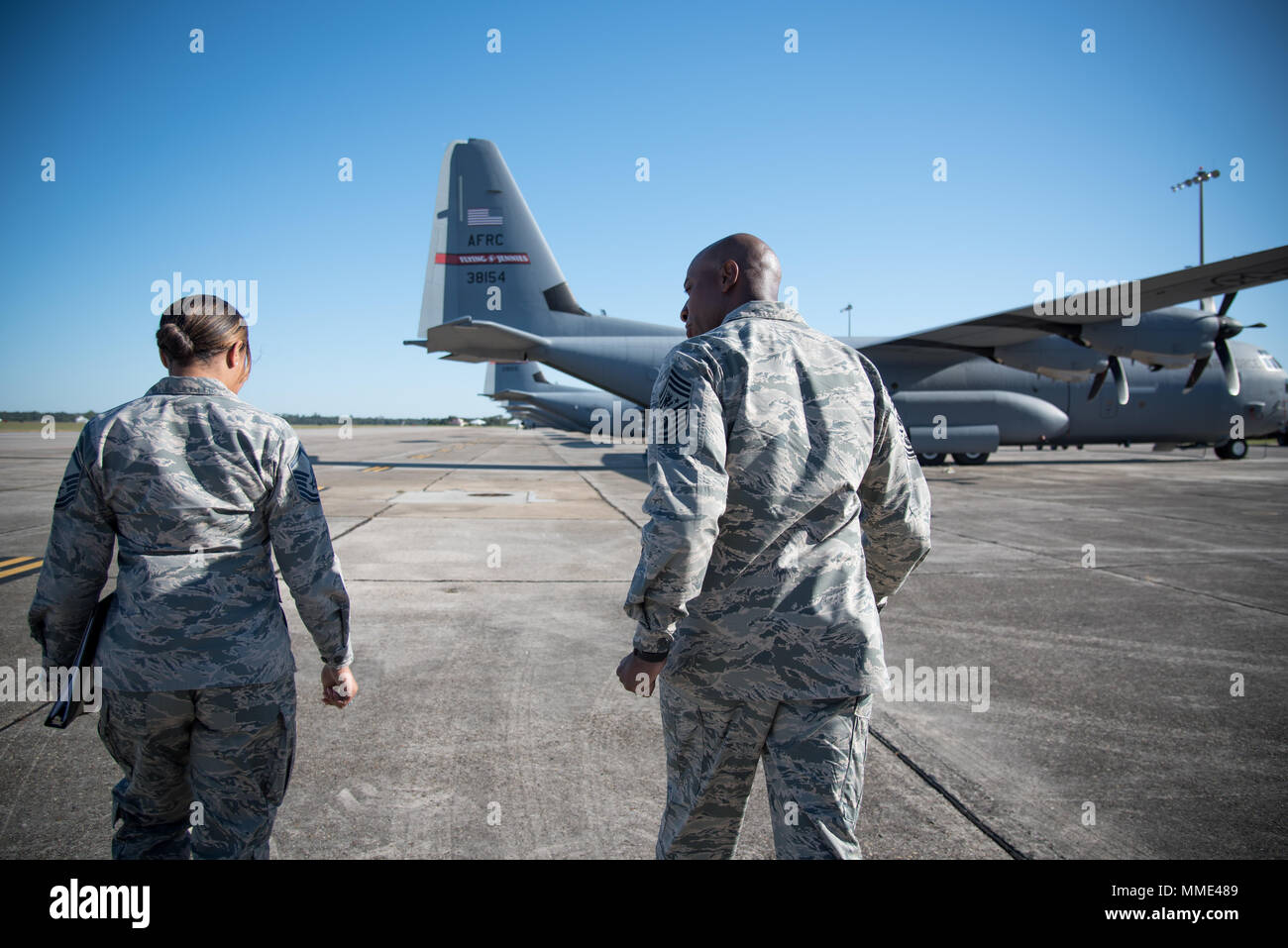 Chief Master Sergeant of the Air Force Kaleth O. Wright walks to an 815th Airlift Squadron C ...