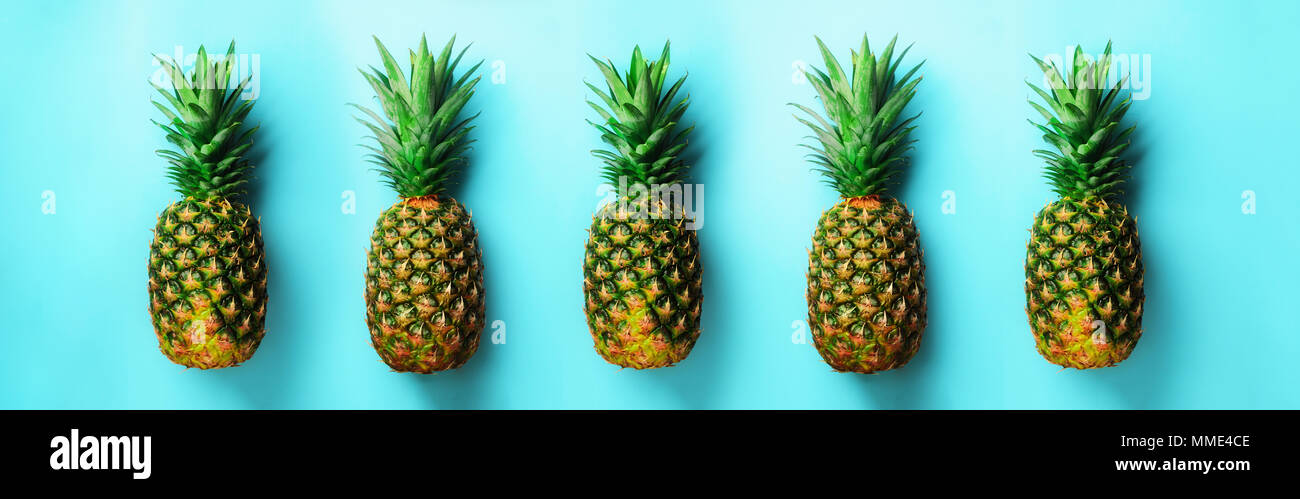 Bright pineapple pattern for minimal style. Top View. Pop art design ...
