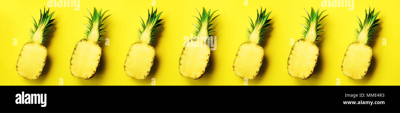 Bright pineapple pattern for minimal style. Top View. Pop art design ...