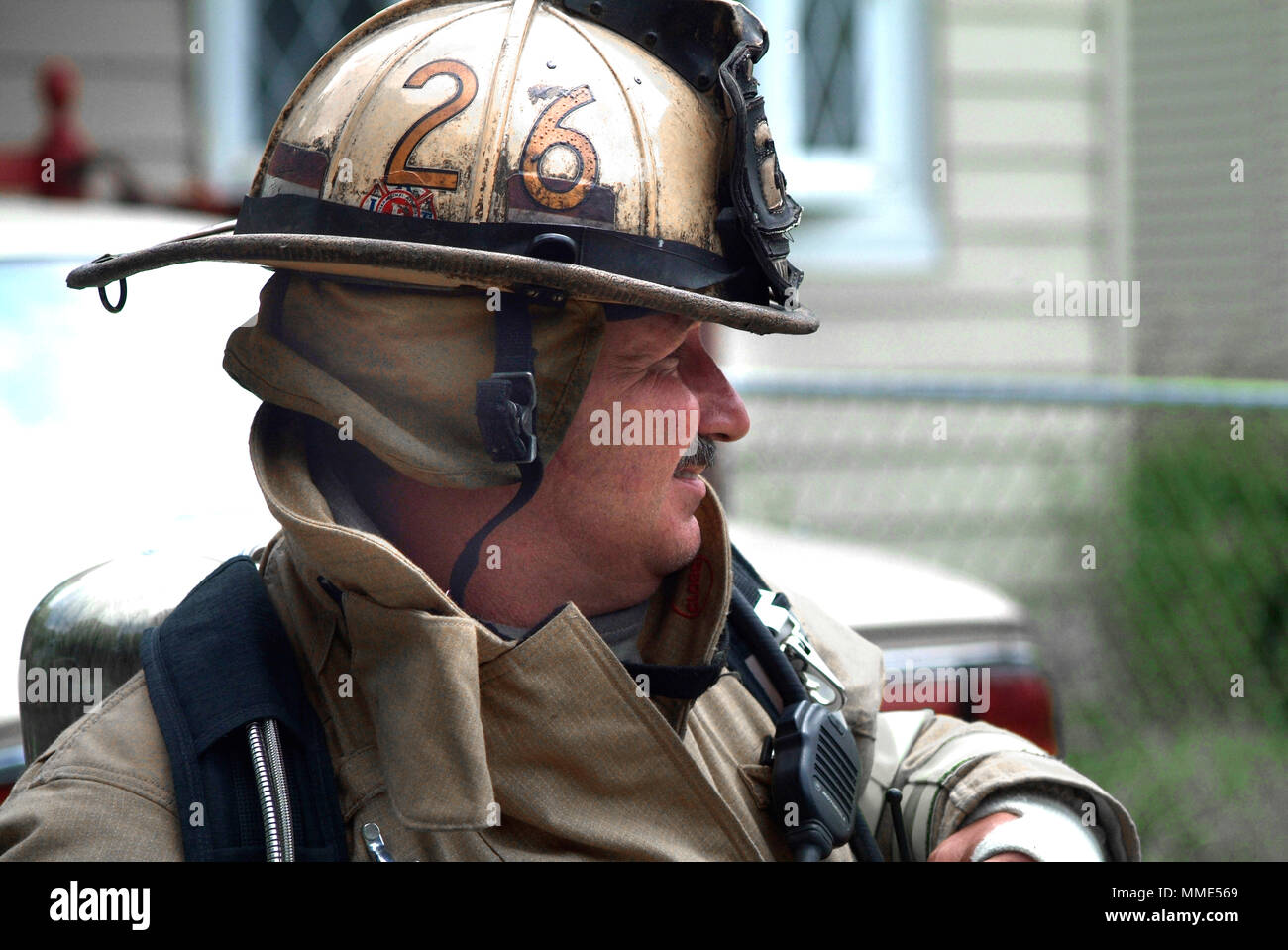 Portrait of firefighter Stock Photo - Alamy