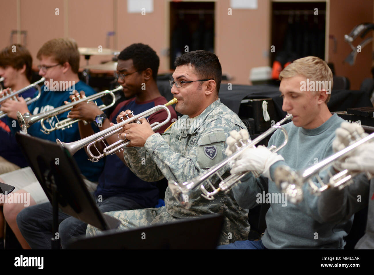 Spc. Brandon Avila, a trumpet player with the 440th Army Band, 60th ...
